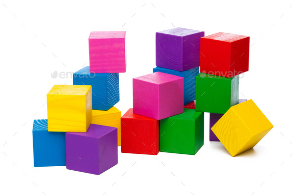 Wooden building blocks isolated on white background Stock Photo by ...