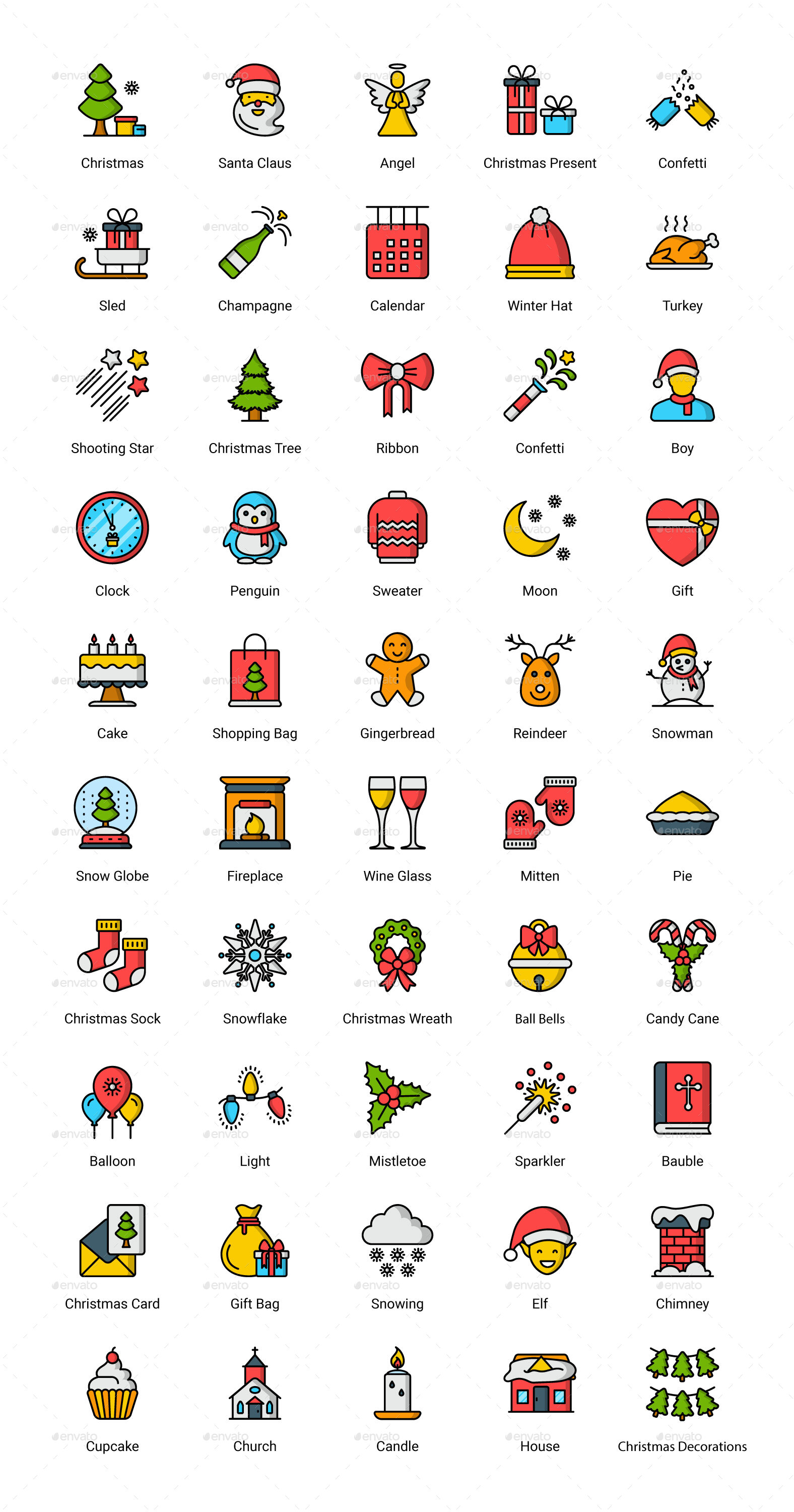 Christmas unique icons set, Icons | GraphicRiver
