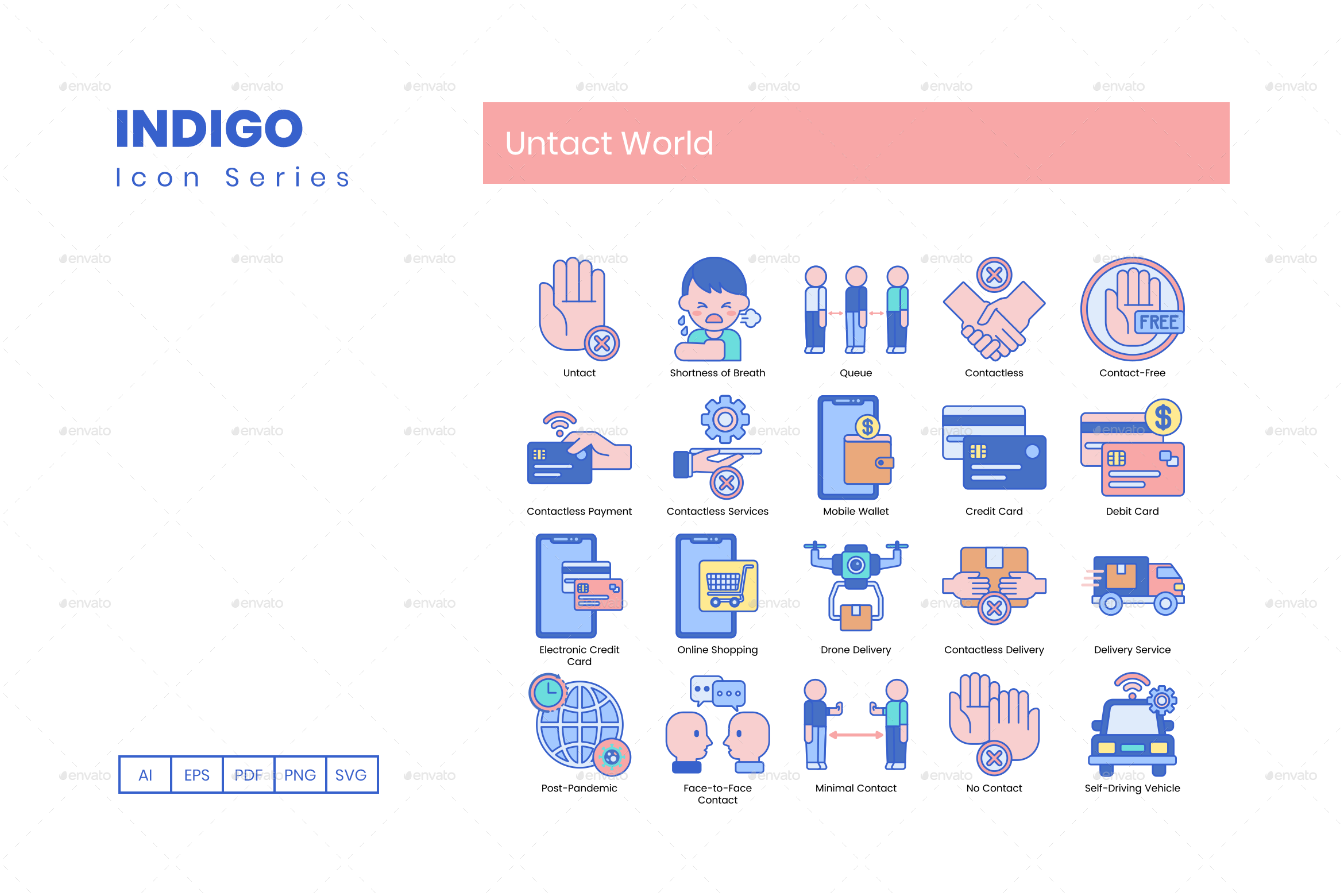 75 Untact World Icons | Indigo Series, Icons | GraphicRiver