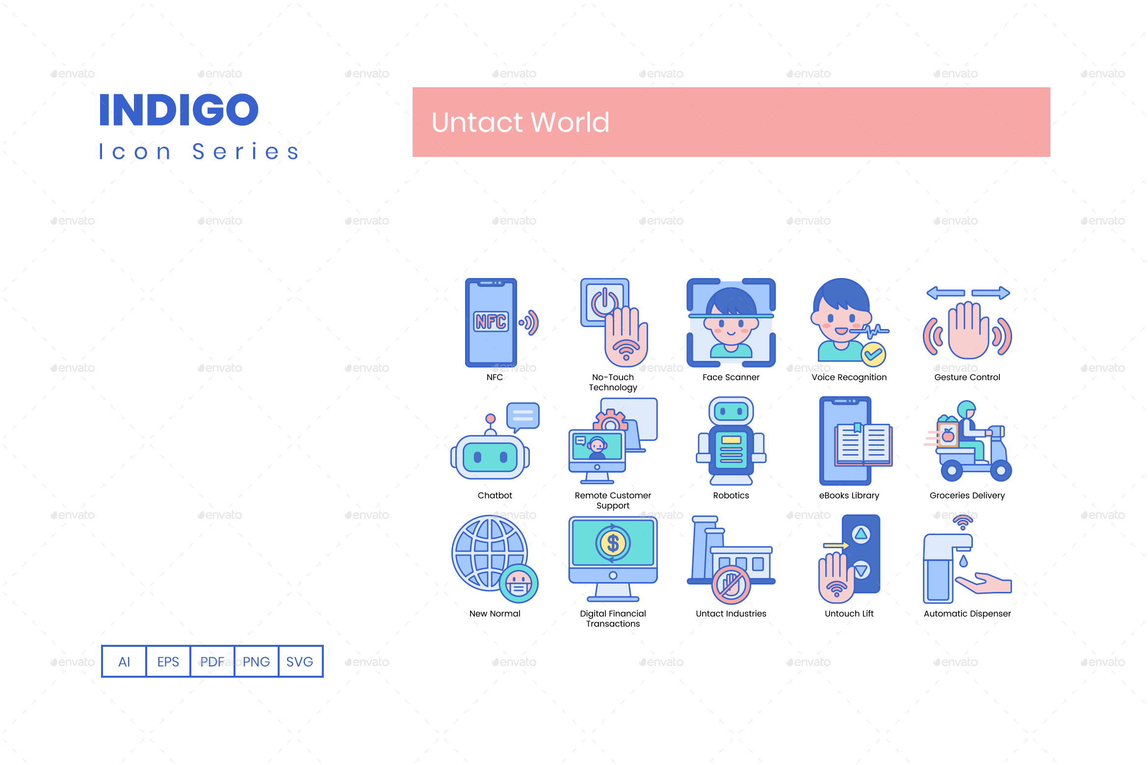 75 Untact World Icons | Indigo Series, Icons | GraphicRiver