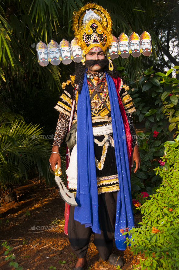 Portrait of a Impressionist dressed as Raavan, India Stock Photo by ...