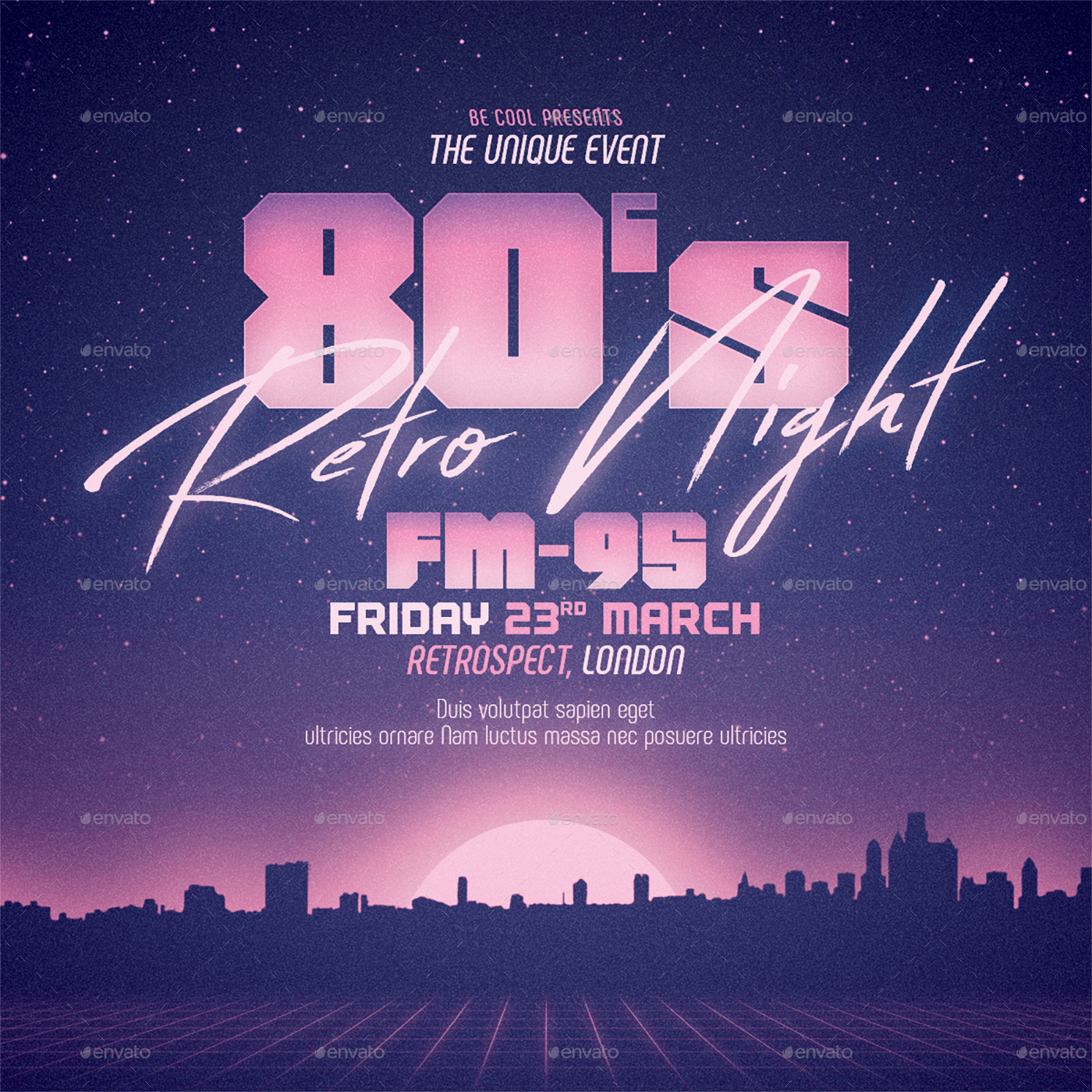 80's Retro Night Flyer/Poster Bundle 3 in 1, Print Templates | GraphicRiver