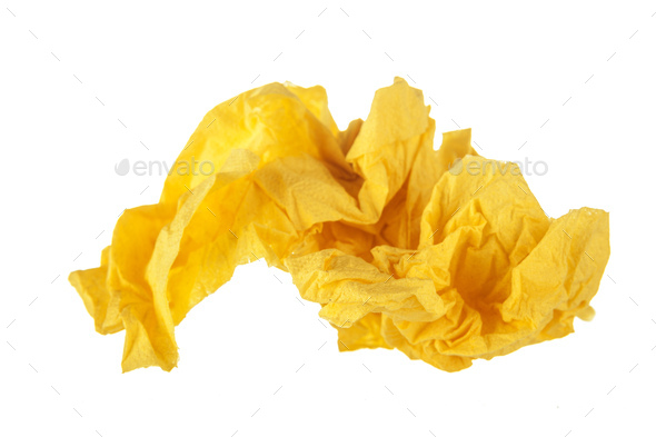 Crumpled tissue paper isolated white background Stock Photo by FabrikaPhoto
