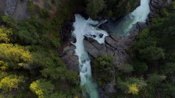 River flowing through green cliff 4k, Stock Footage | VideoHive