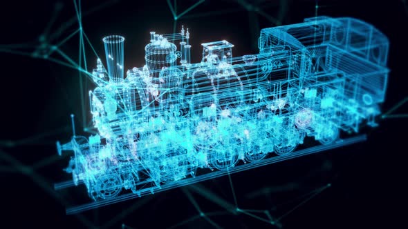 Locomotive Tank Engine Hologram Close Up 4k, Motion Graphics | VideoHive