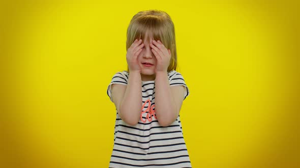 Scared Fearful Kid Child Expresses His Fear and Waves His Hands Away ...