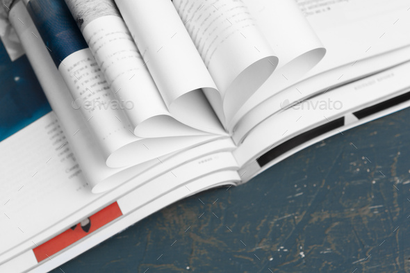 Close up stacking magazine place on table background Stock Photo by ...