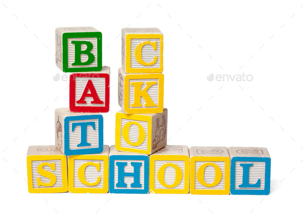 Colorful alphabet blocks. Back To School isolated on white Stock Photo ...