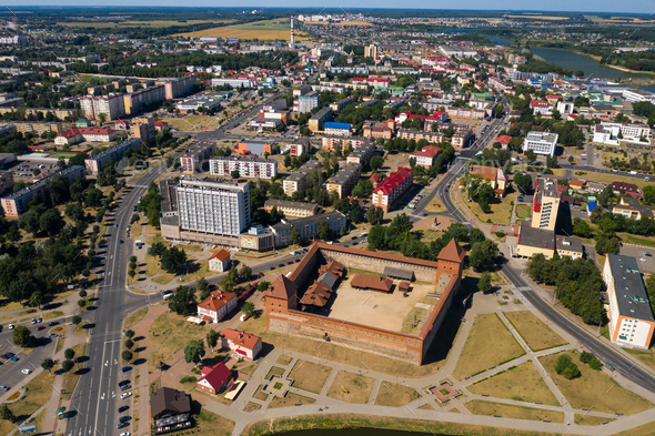 Bird's-eye view of the medieval Lida castle in Lida. Belarus. Castles ...