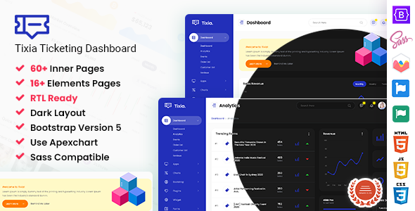 Tixia - Ticketing Admin Dashboard Bootstrap HTML Template by DexignZone