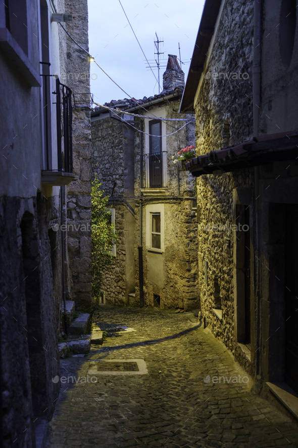 Assergi, old typical village in Abruzzo, Italy Stock Photo by clodio