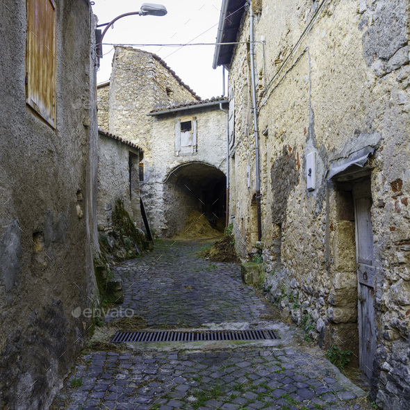 Assergi, old typical village in Abruzzo, Italy Stock Photo by clodio
