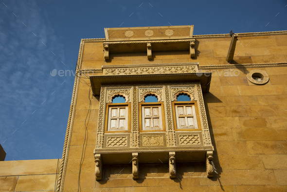 Stone building on streets of Jaisalmer, Rajasthan, India. Stock Photo ...