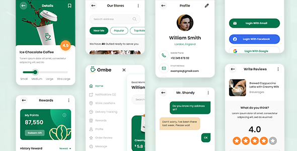 Ombe - Coffee Shop Mobile App Template by DexignZone | ThemeForest