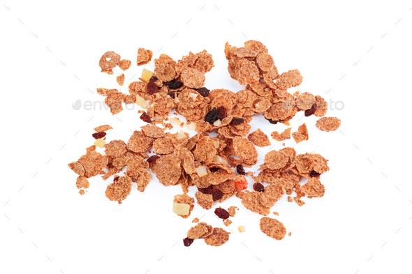 Corn flakes assortment isolated on white background Stock Photo by ...