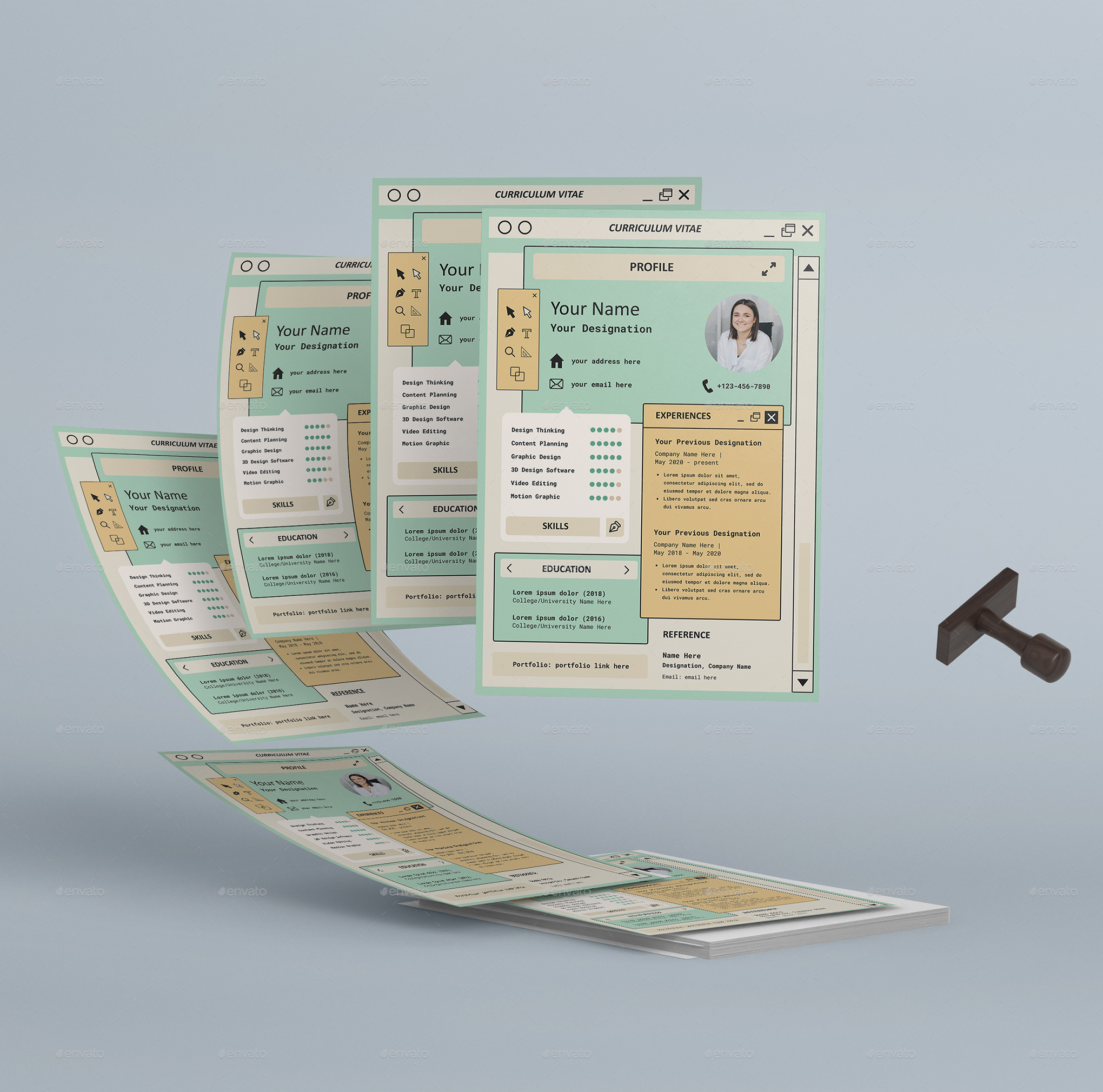 Retro Professional Resume/CV, Print Templates | GraphicRiver