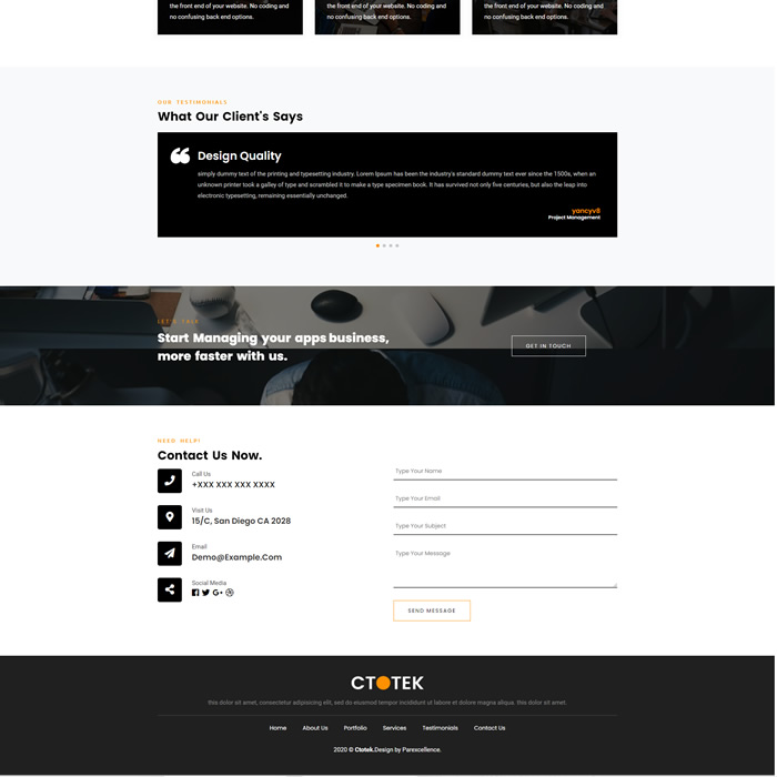 Ctotek - Onepage Multi-Purpose HTML5 Template by parexcellenceitsolutions