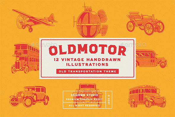 Oldmotor - Vintage Illustrations, Graphics | GraphicRiver