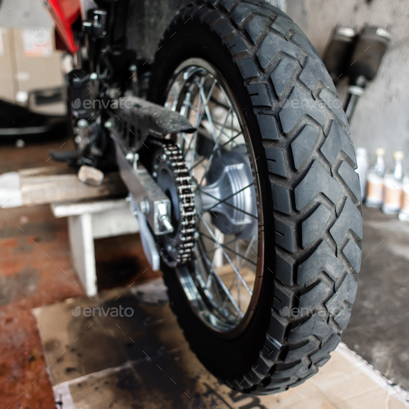 Rear wheel of motorcycle Stock Photo by SkloStudio | PhotoDune