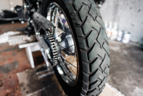 Rear wheel of motorcycle Stock Photo by SkloStudio | PhotoDune