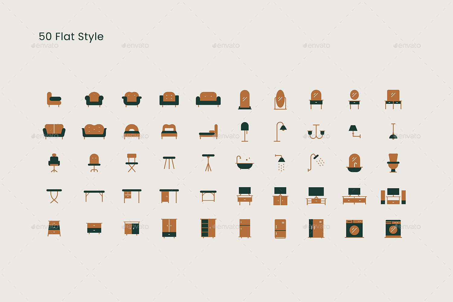 150 Furniture icons set, Icons | GraphicRiver