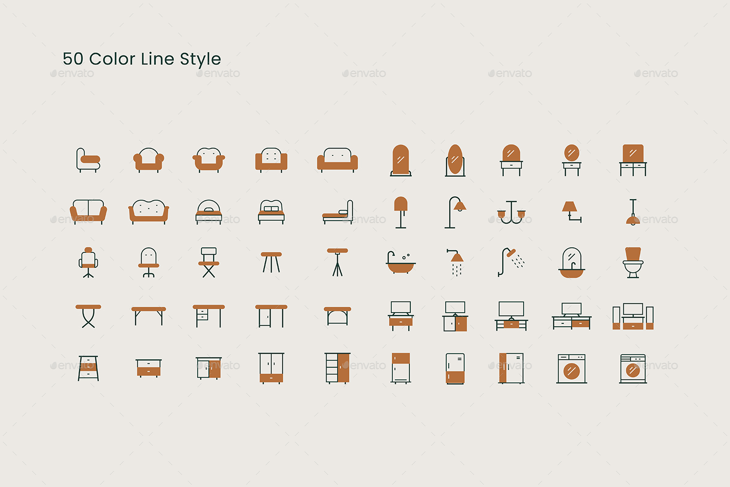 150 Furniture icons set, Icons | GraphicRiver