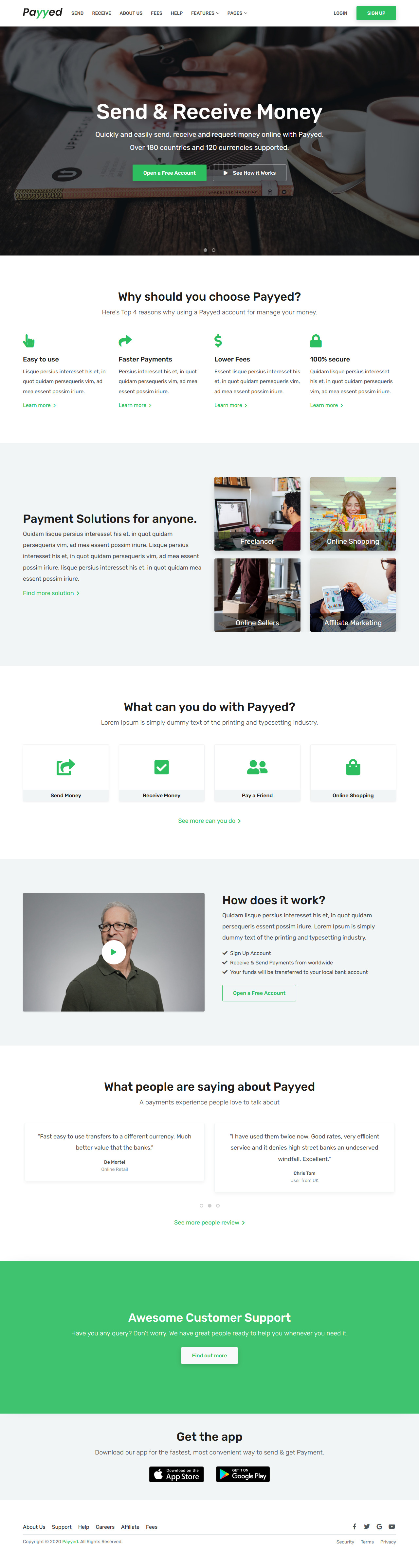 Payyed - Money Transfer and Online Payments HTML Template by HarnishDesign