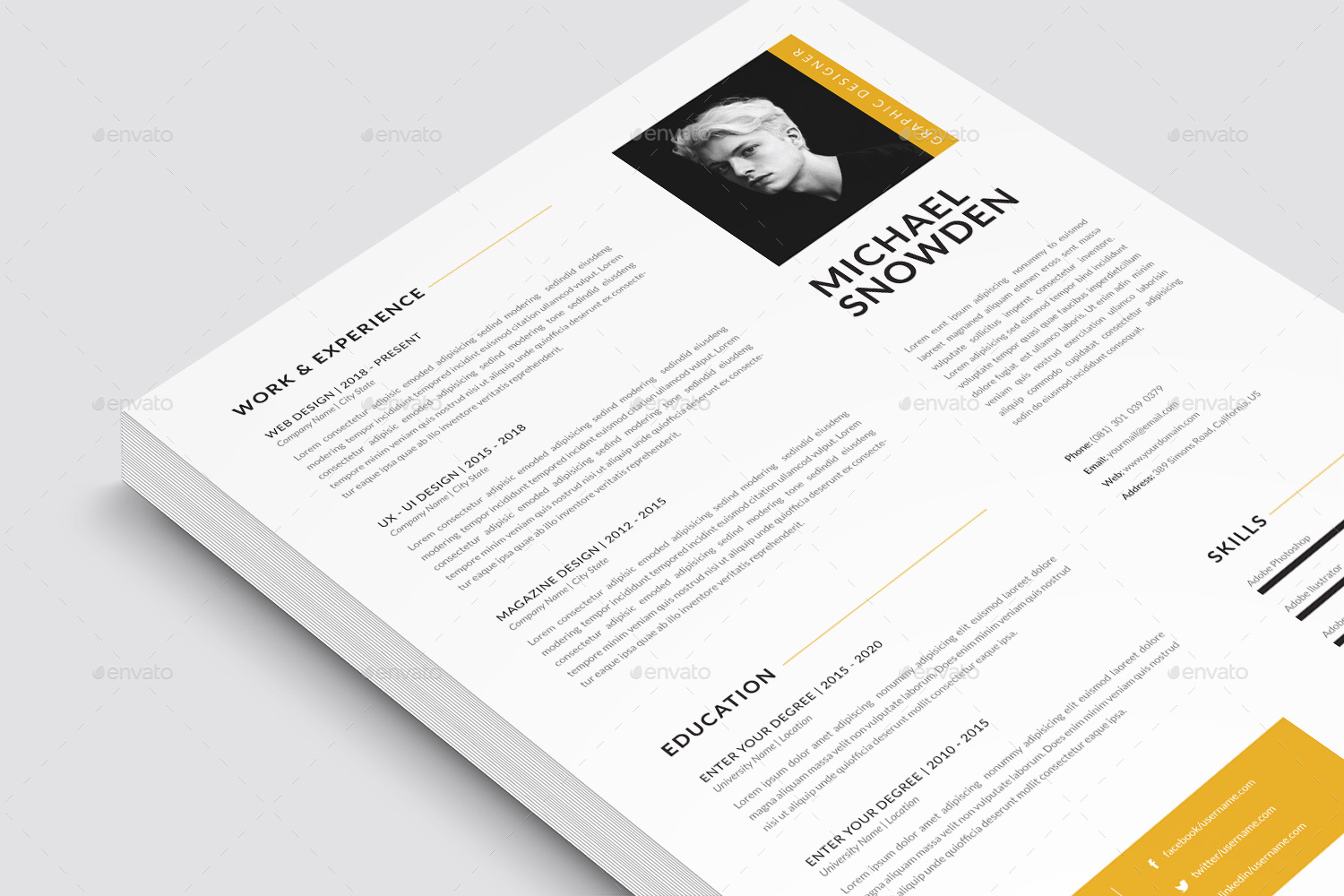 Clean CV Resume Word Template, Print Templates | GraphicRiver