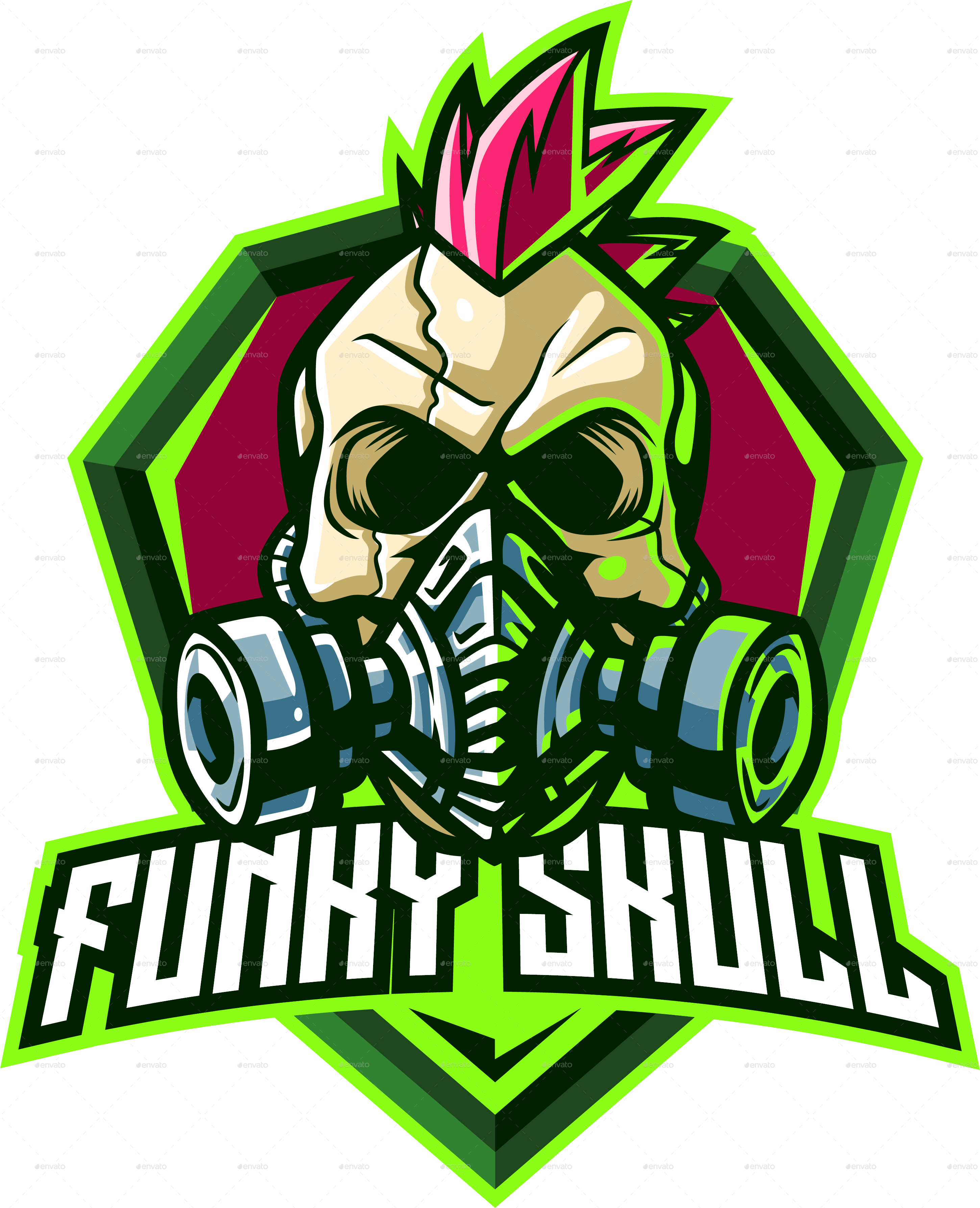 Funky Skull mascot logo for eSport and sport, Logo Templates | GraphicRiver