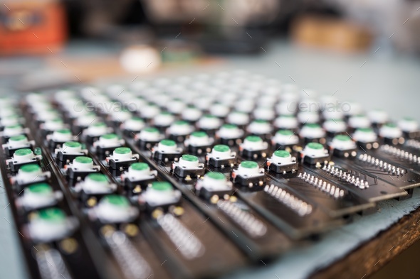 Panel of LED light indicators is in the production Stock Photo by ...