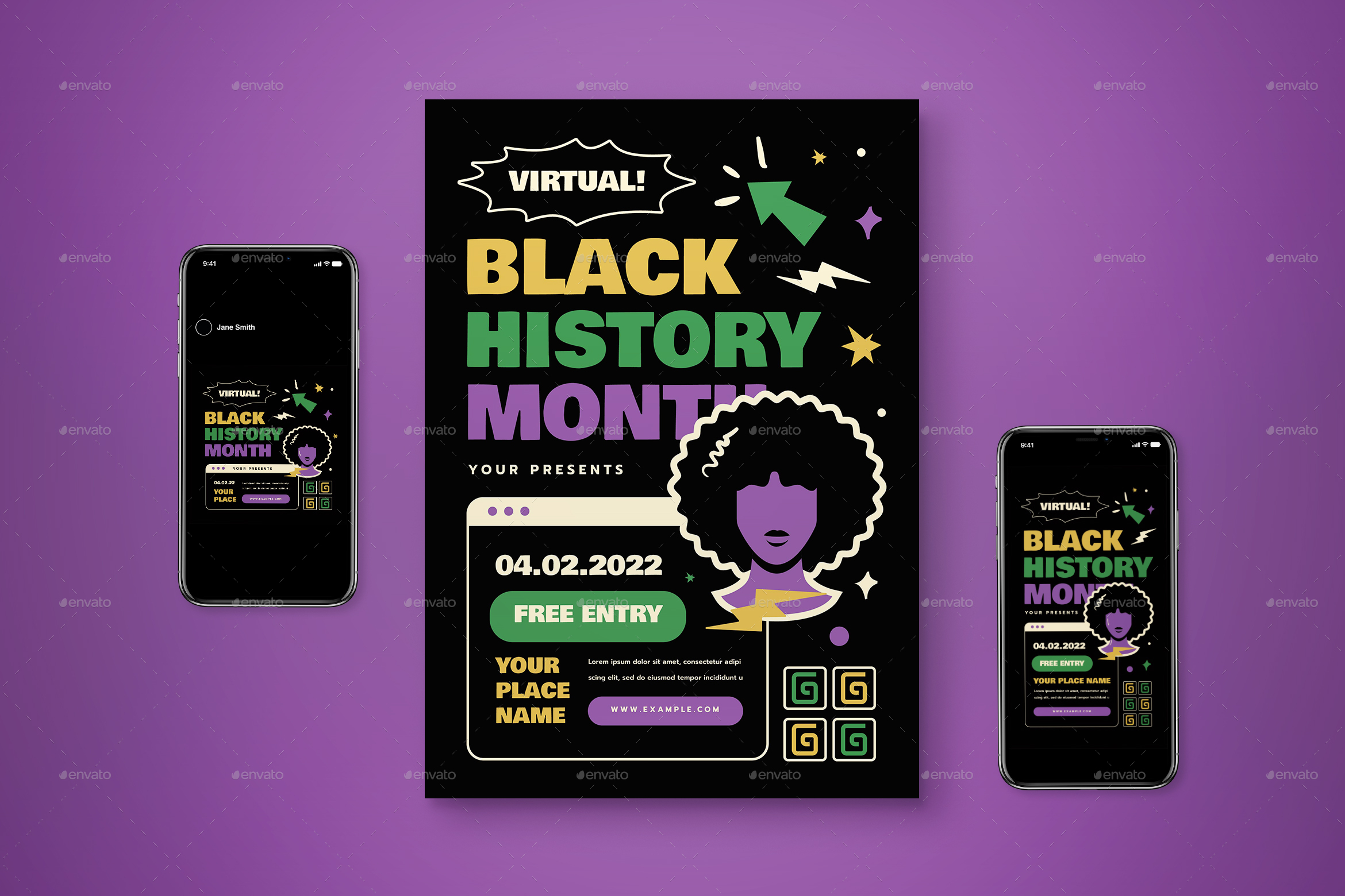 Virtual Black History Month Flyer Set, Print Templates | GraphicRiver