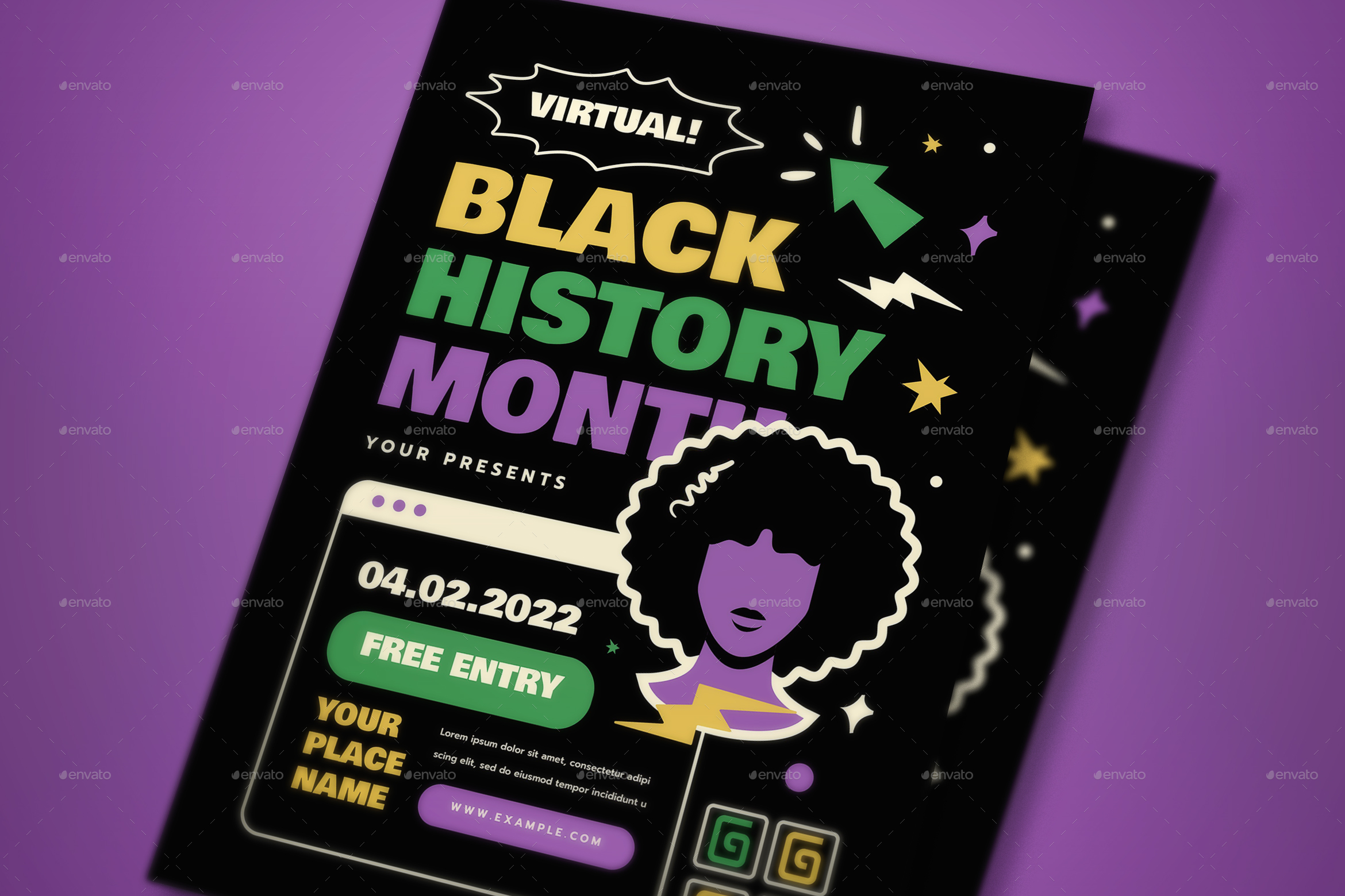 Virtual Black History Month Flyer Set, Print Templates | GraphicRiver
