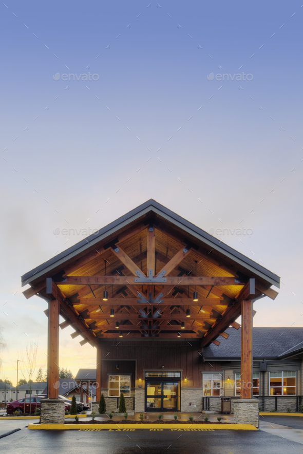 An assisted living and care home for seniors, modern building Stock ...