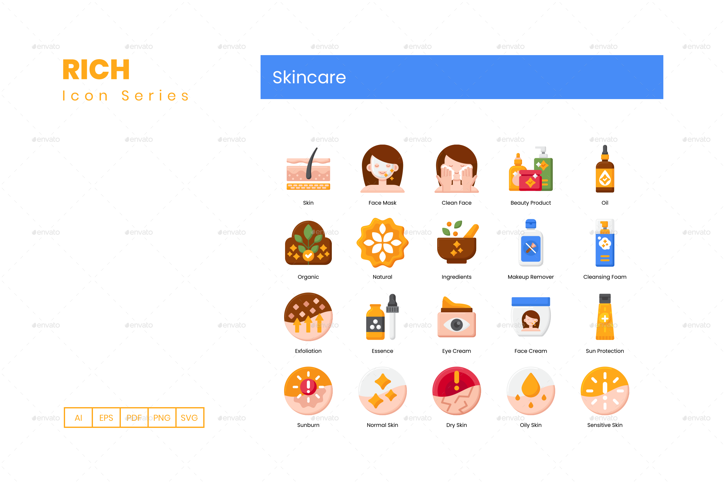 90 Skincare Icons | Rich Series, Icons | GraphicRiver
