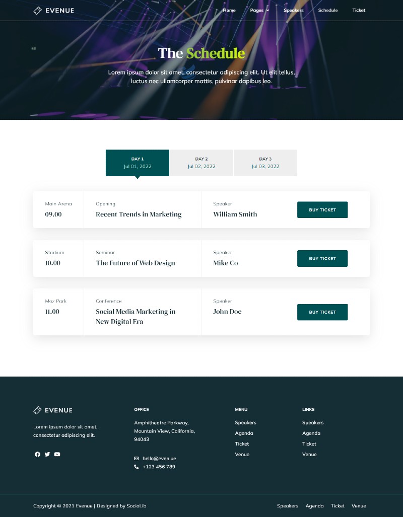 Evenue - Event & Conference Elementor Template Kit by sociolib ...
