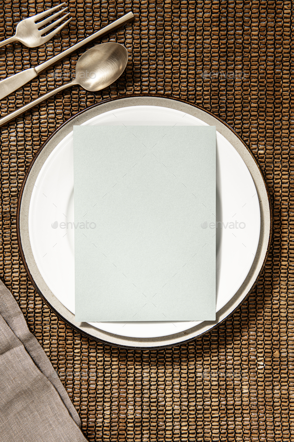 Blank restaurant menu on plate Stock Photo by Rawpixel | PhotoDune