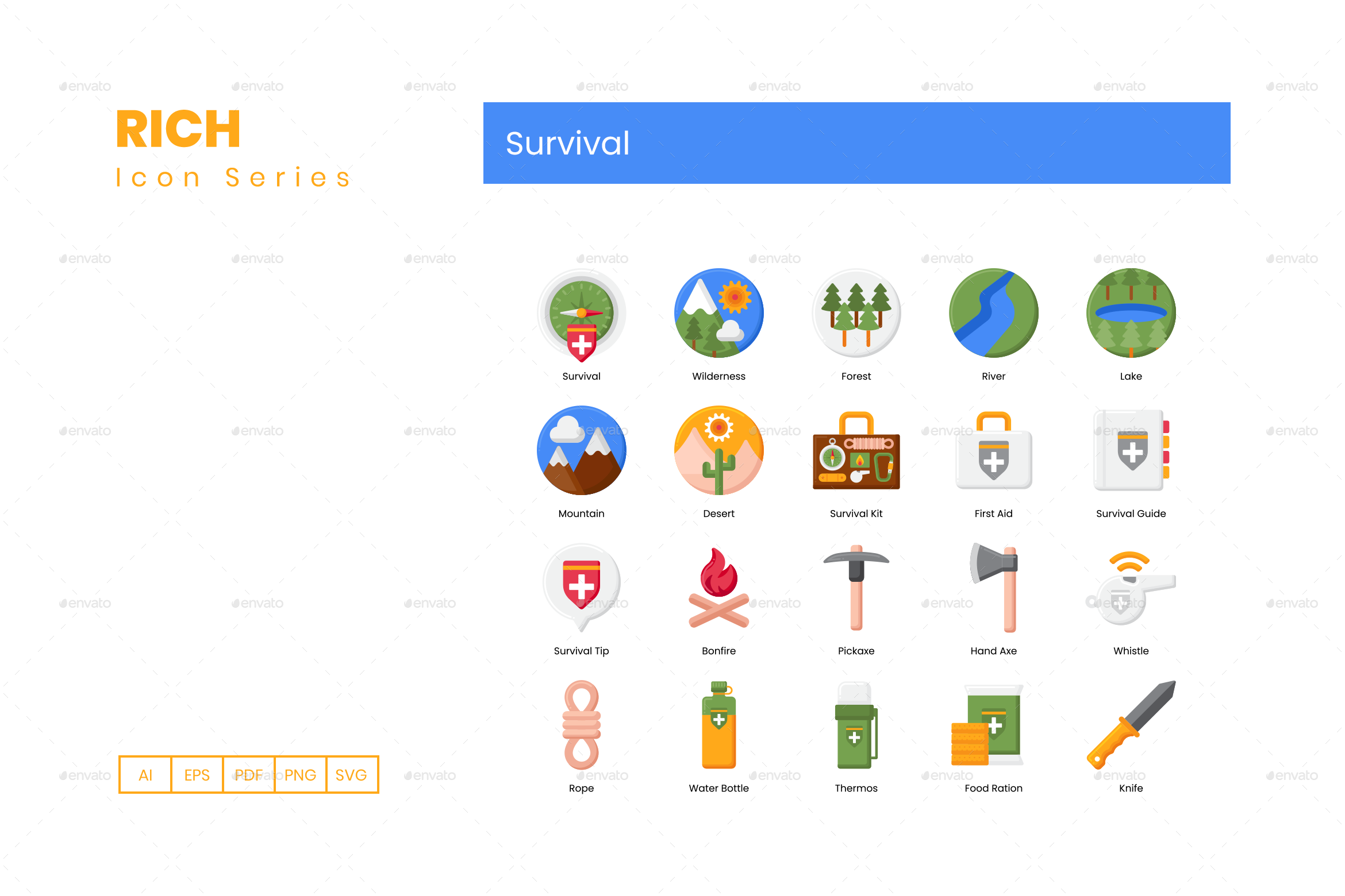 90 Survival Icons | Rich Series, Icons | GraphicRiver