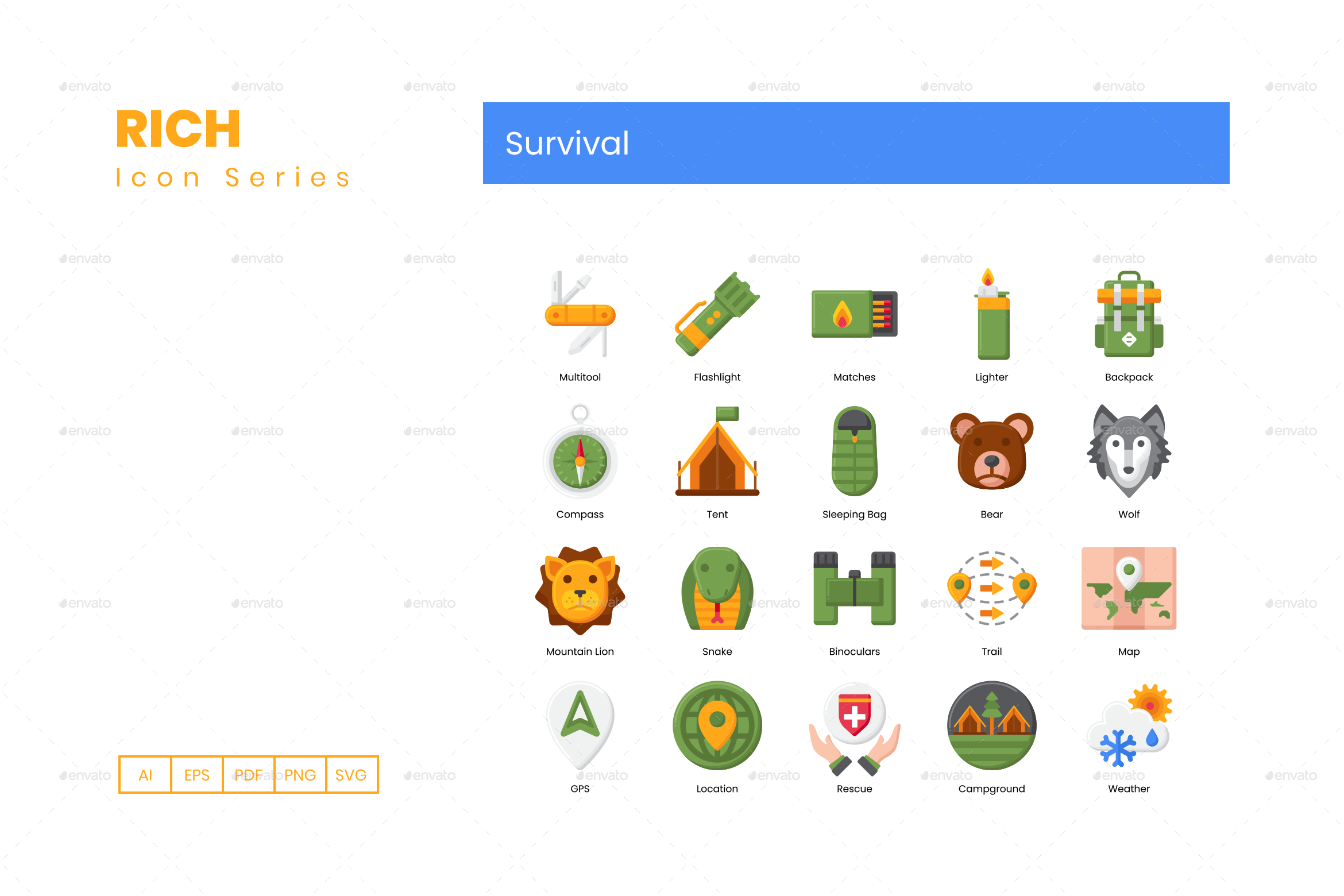 90 Survival Icons | Rich Series, Icons | GraphicRiver