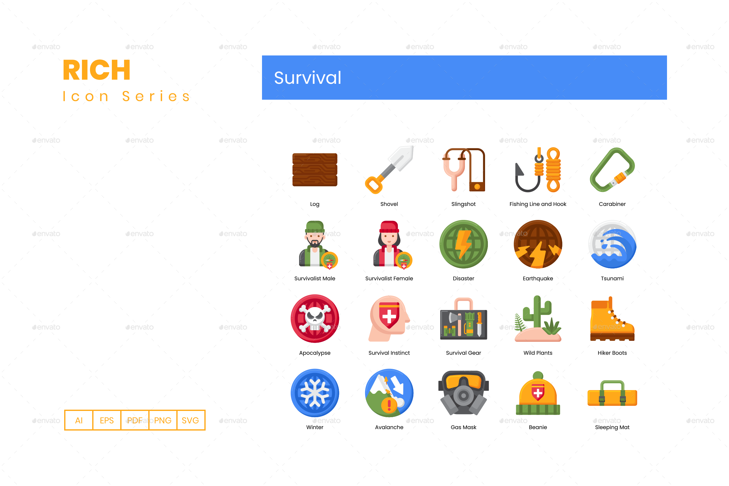 90 Survival Icons | Rich Series, Icons | GraphicRiver