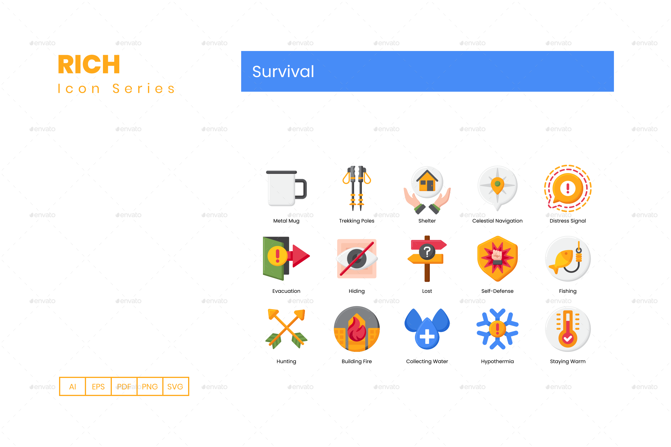 90 Survival Icons | Rich Series, Icons | GraphicRiver