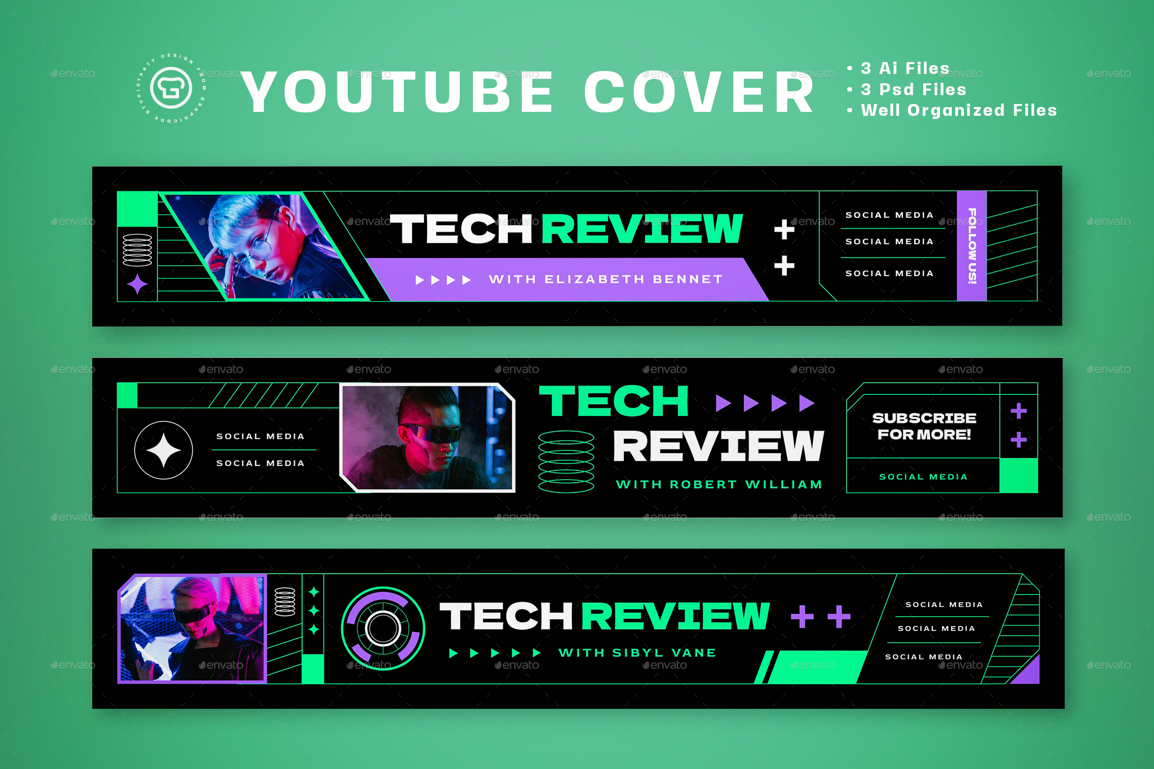Tech Review Youtube Cover, Web Elements | GraphicRiver