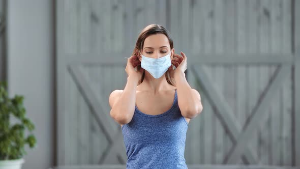 Girl in Respiratory Breathing Equipment or Medicine Mask, Stock Footage