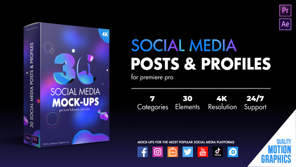 Social Media Posts & Profiles | MOGRT, Premiere Pro Templates | VideoHive