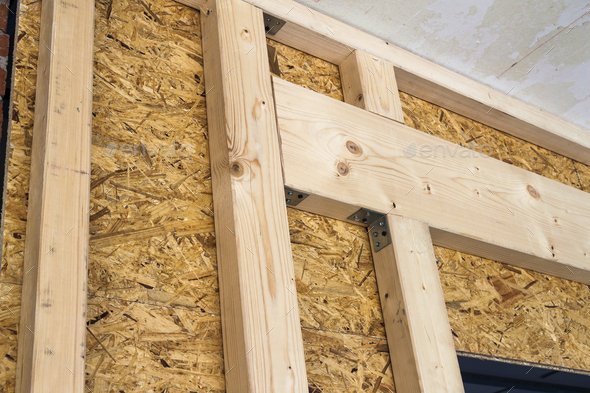 Construction of wood frame walls of a new country house site ...
