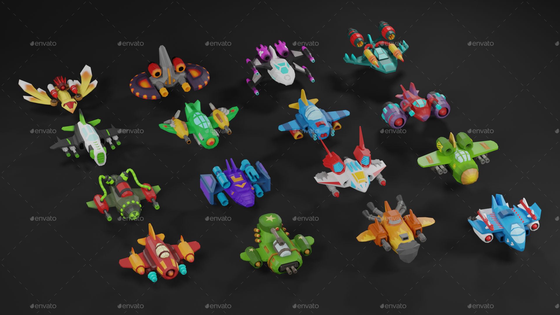 Low Poly Fly Battle Airplanes Assets Pack, Game Assets | GraphicRiver