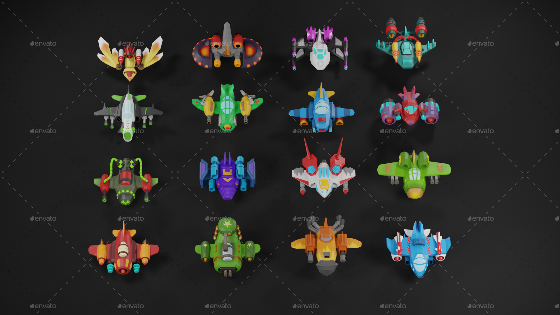Low Poly Fly Battle Airplanes Assets Pack, Game Assets | GraphicRiver