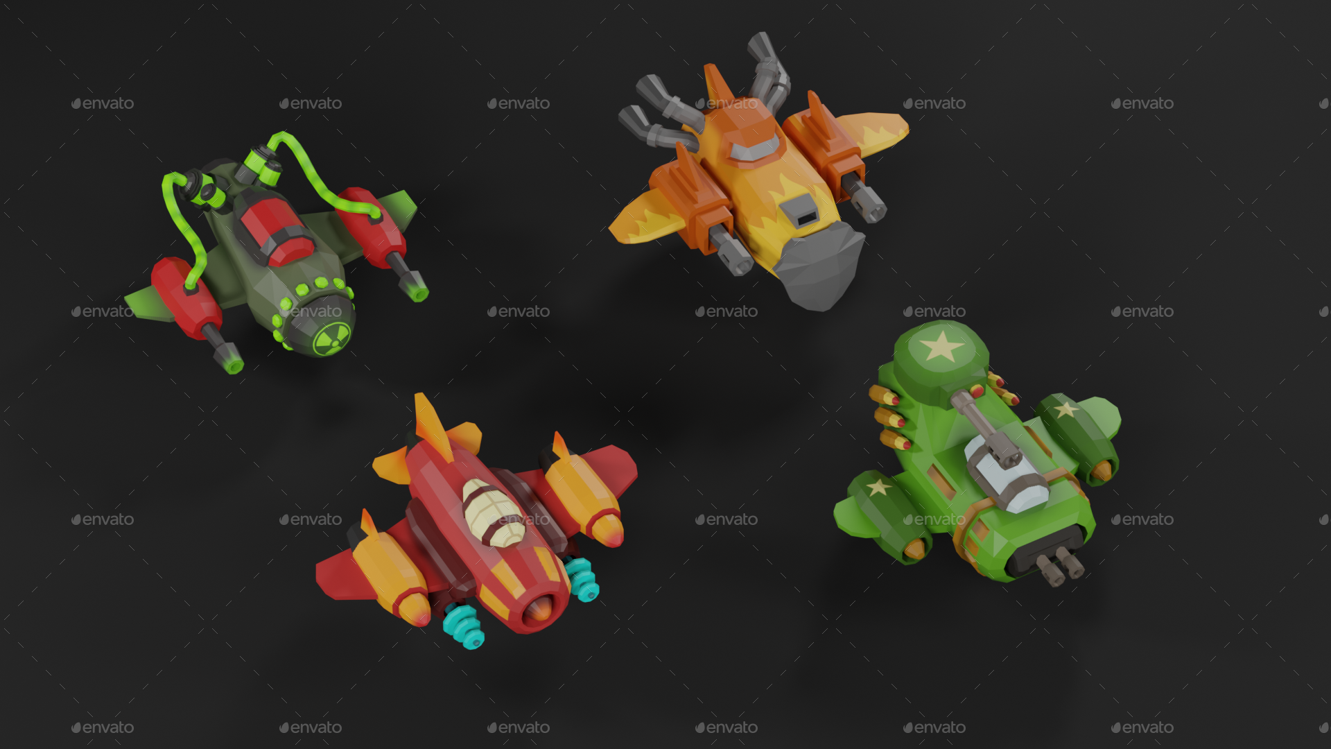Low Poly Fly Battle Airplanes Assets Pack, Game Assets | GraphicRiver