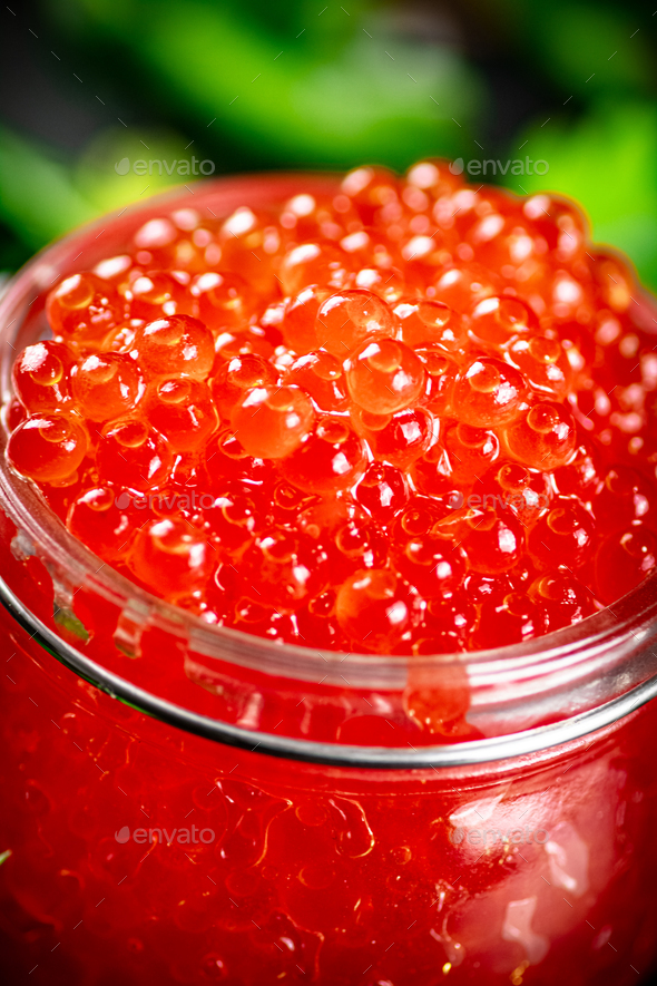 Grains of red caviar. Red caviar texture. Stock Photo by Artem_ka2