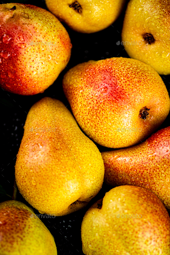 Fragrant pears. Macro background. Pear texture. Stock Photo by Artem_ka2