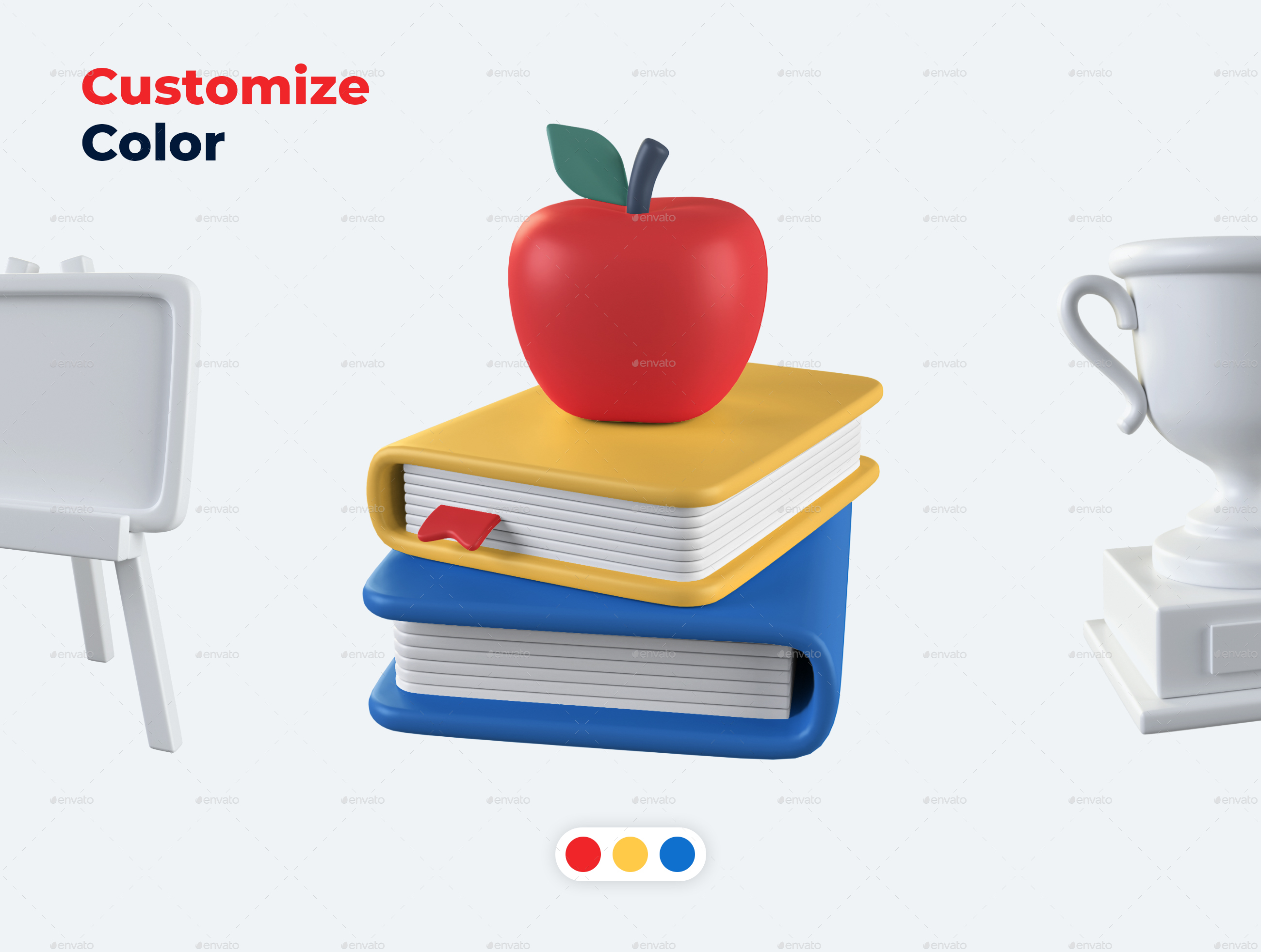 Education 3D Icons, Icons | GraphicRiver